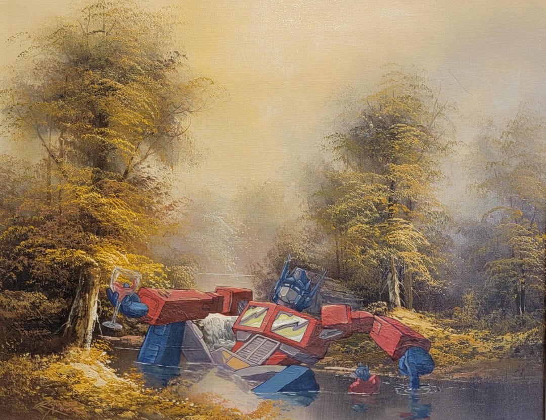 Optimus Gets Primed. Gilcee Print of Vintage Upcycled Acrylic Painting ...