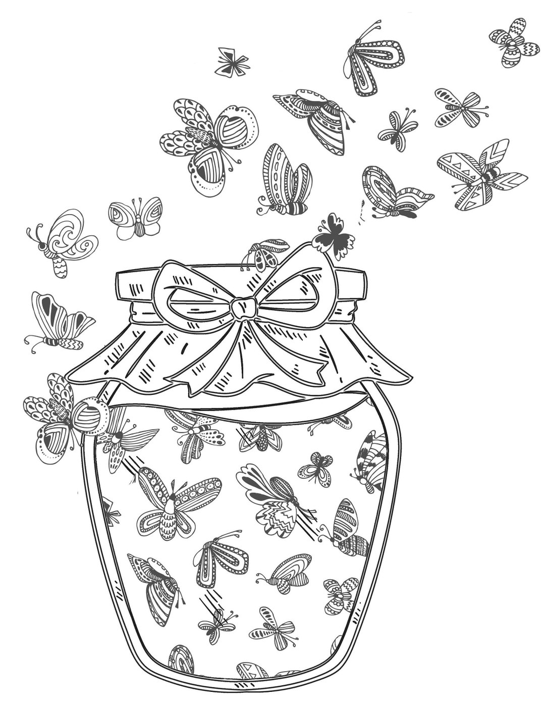 Coloring Page - Butterflies - Flowers - Intricate - Etsy