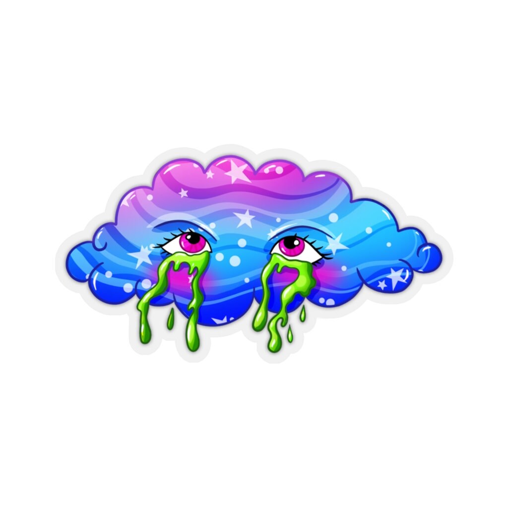 Psychedelic Crying Cloud Sticker - Etsy