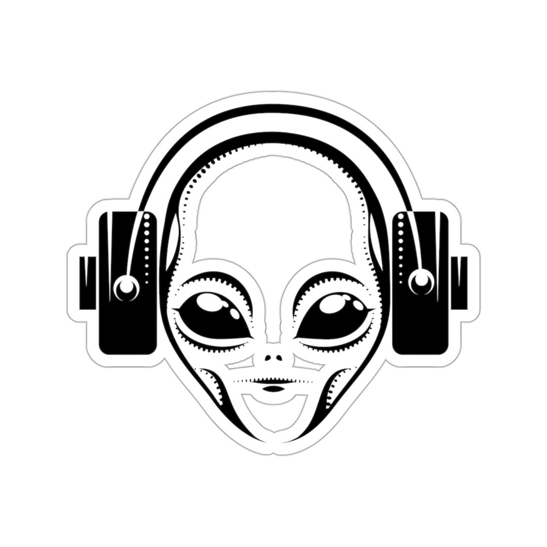 Alien With Headphones Sticker - Etsy
