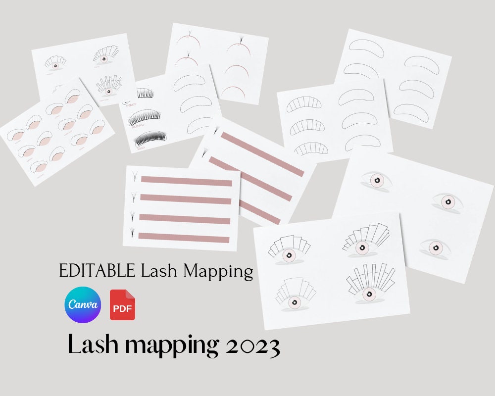 Lash Mapping Sheets, Lash Mapping Templates, Eyelash Extensions ...