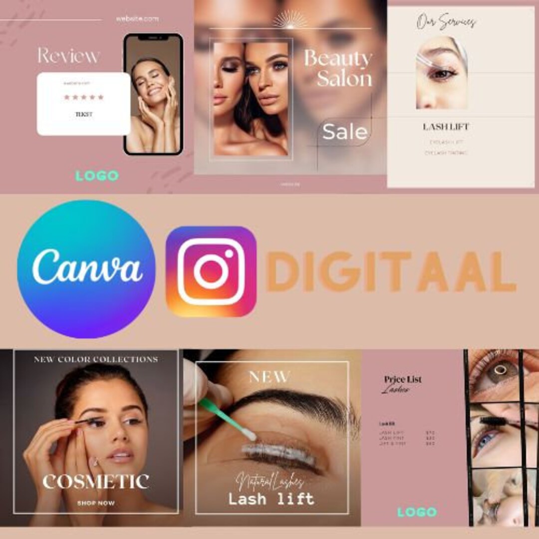 Lash Lift Instagram Post Templates, Editable Eyelash Lift Social Media ...