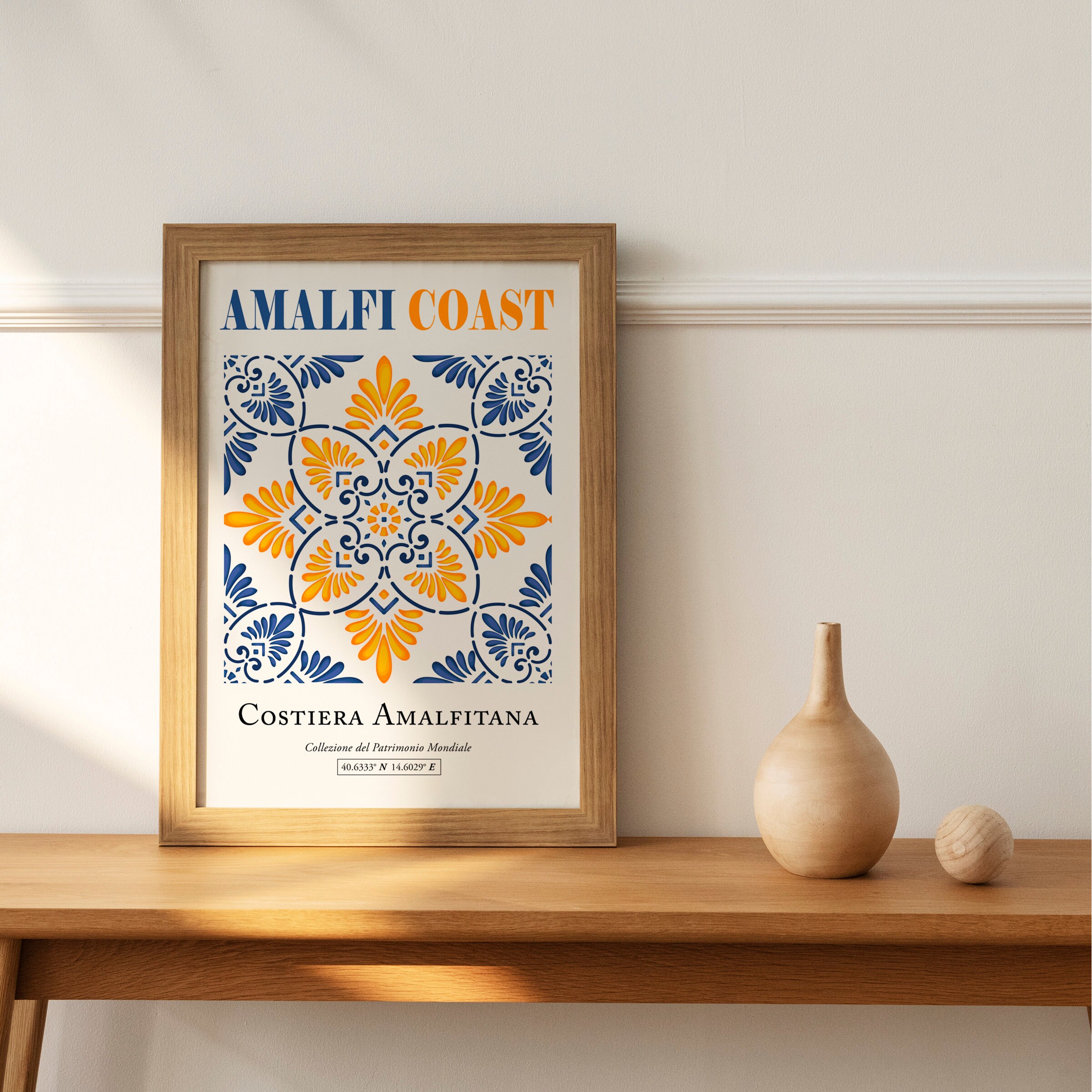 Amalfi Coast, Italy Traditional Mediterranean Blue and Yellow Tile ...