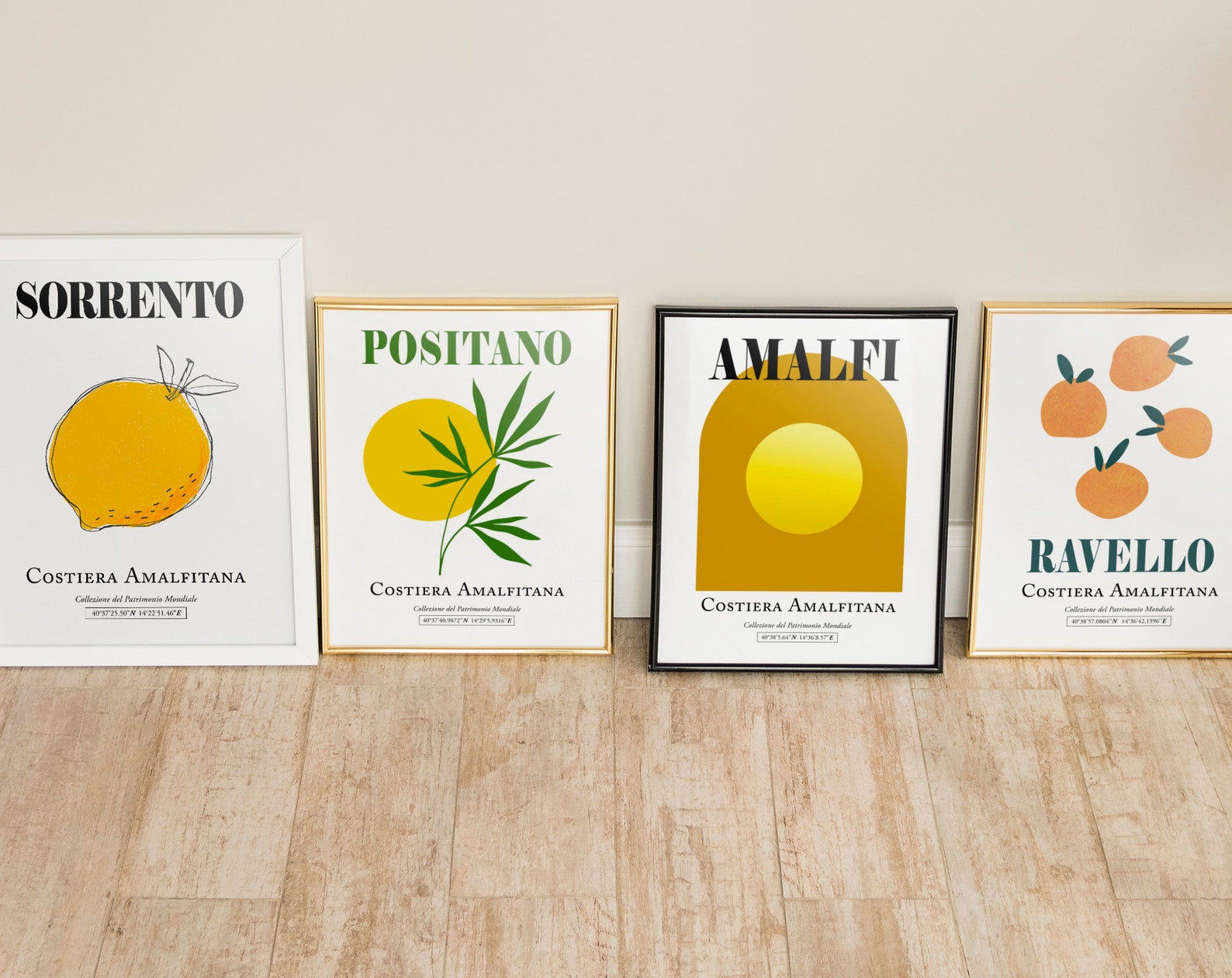 4 Italy Print Posters SET — Amalfi Coast Popular Destinations (positano ...