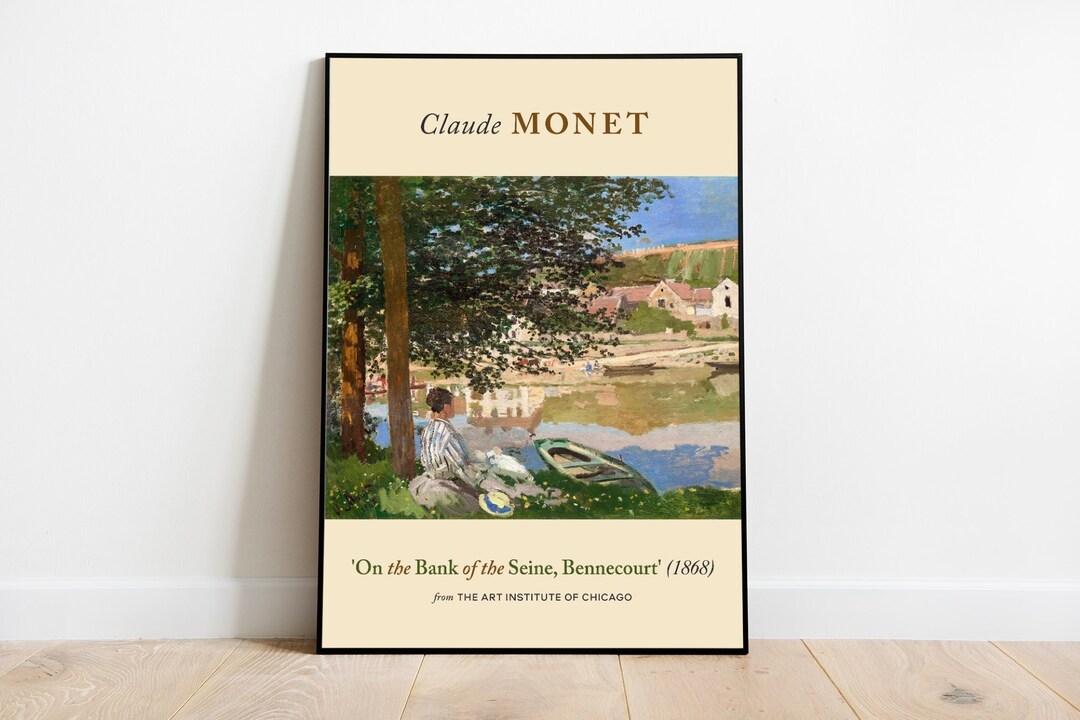 Claude Monet Print Poster on the Bank of the Seine, Bennecourt (1868 ...