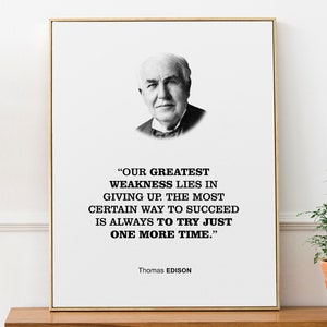 Thomas Edison Success Quotation Wall Art Print Poster 'the Most Certain ...