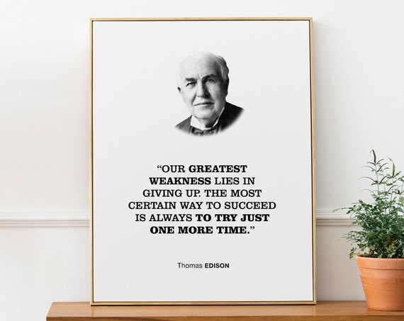 Thomas Edison Success Quotation Wall Art Print Poster 'the | Etsy