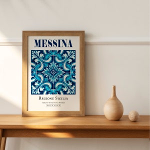 Messina, Sicily (sicilia), Italy Traditional Sicilian Blue Tile Pattern ...