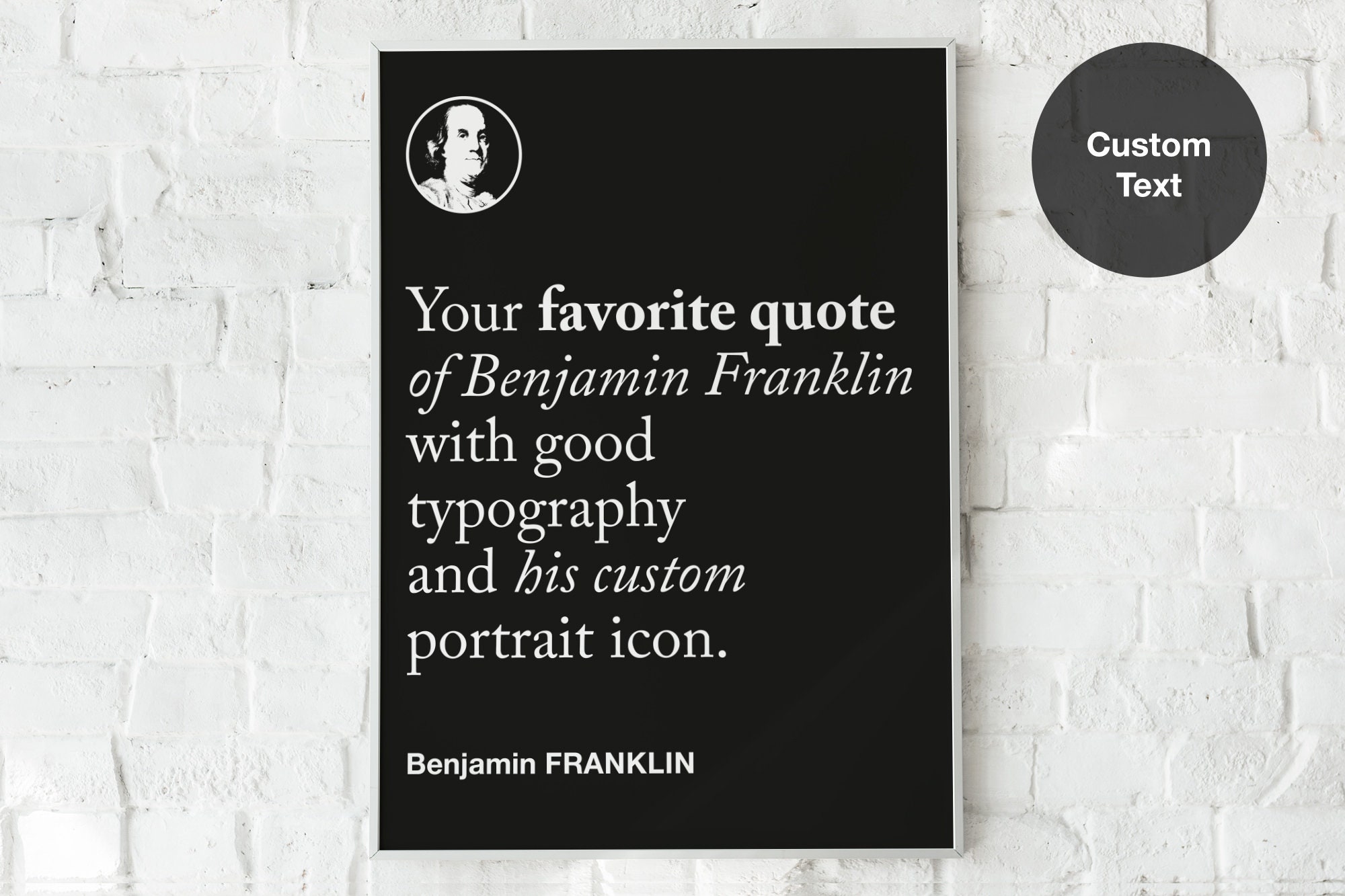 Custom Benjamin Franklin Motivational Quote Wall Decor Print Poster ...