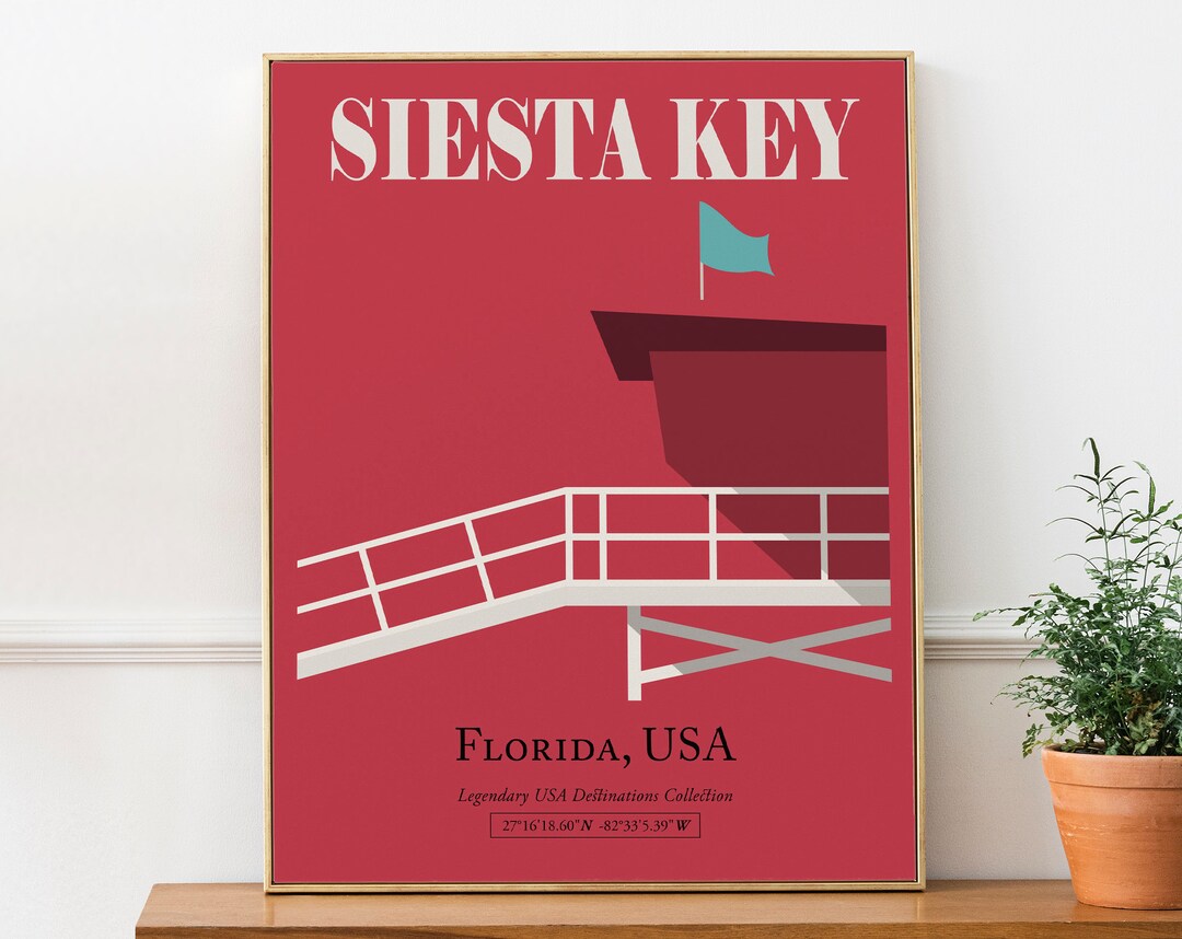 Siesta Key, Florida, USA, Red Pier Aesthetic Boho Wall Art Decor Print ...