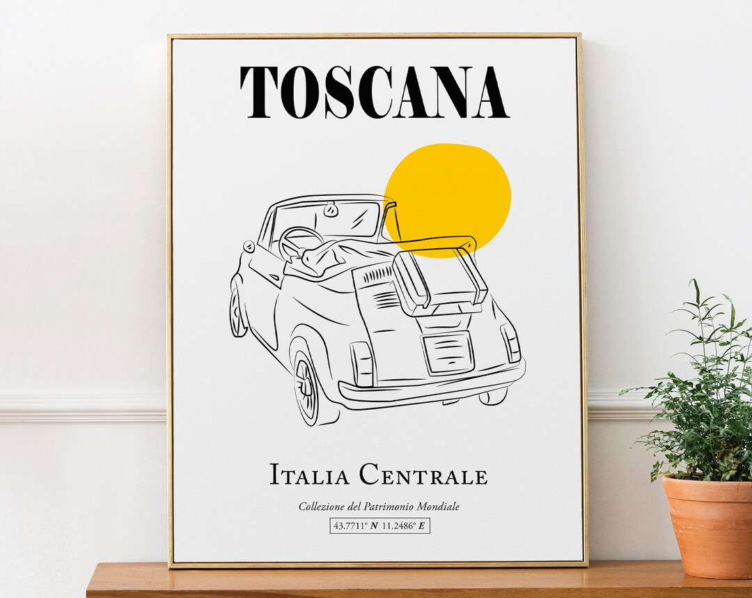 Toscana, Italy, Tuscany (italia Centrale) Line Art Wall Decor Print ...