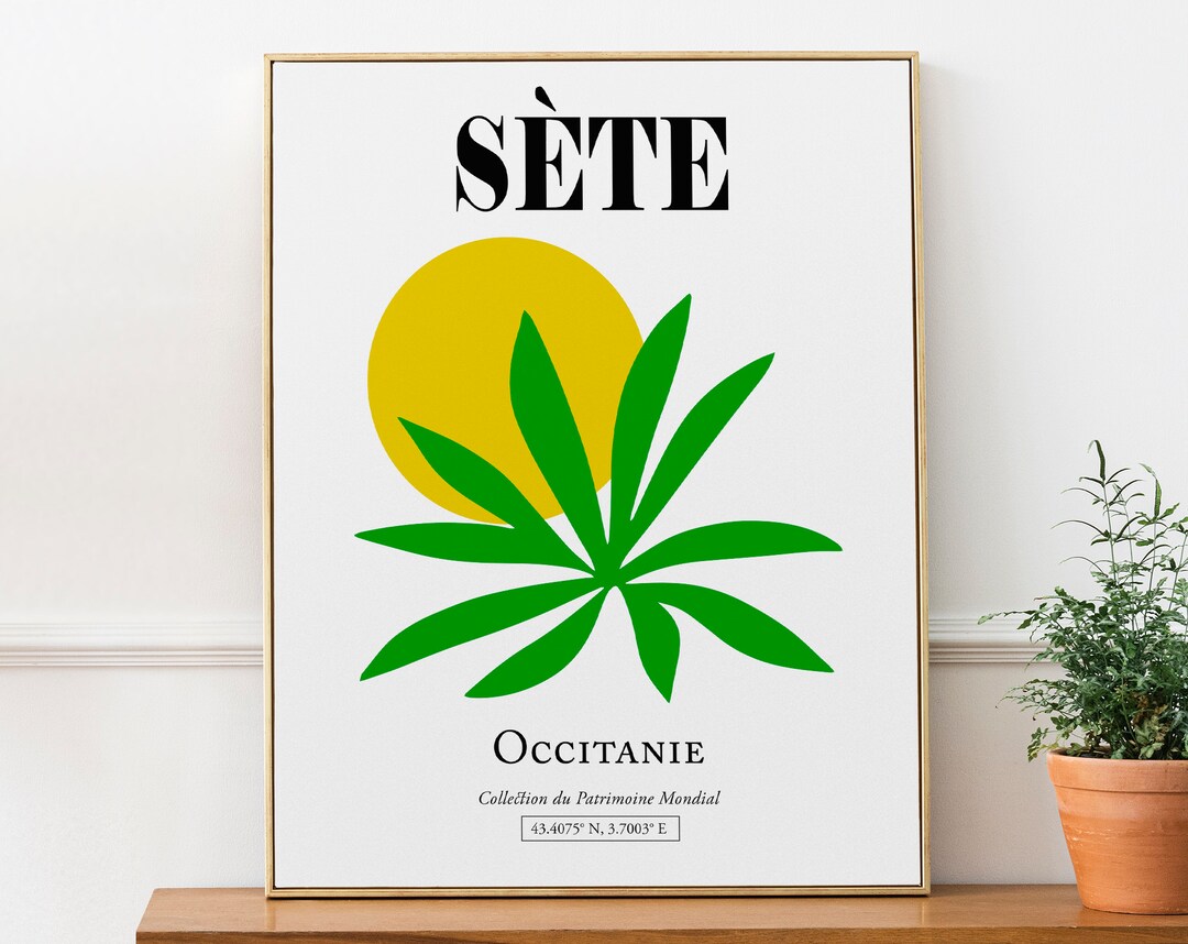 Sète Occitanie France Green Plant With Yellow Sun, Minimalistic ...