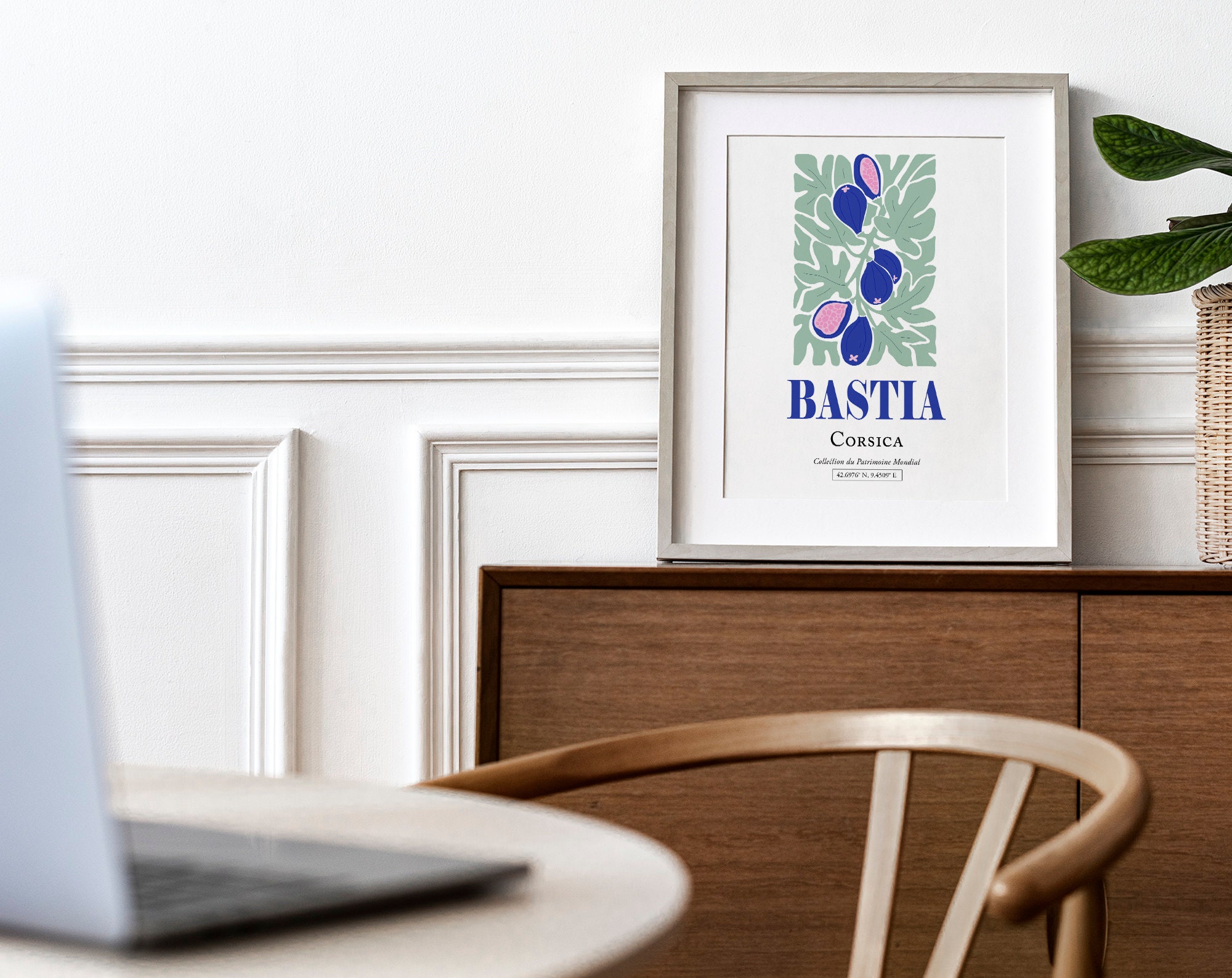 Bastia Corsica France Fig With Green Leaves Pattern, Minimalistic ...