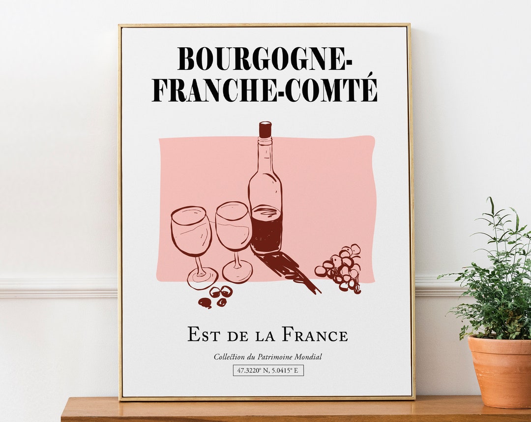 Bourgogne-franche-comté France Red Wine Bottle and Glasses ...