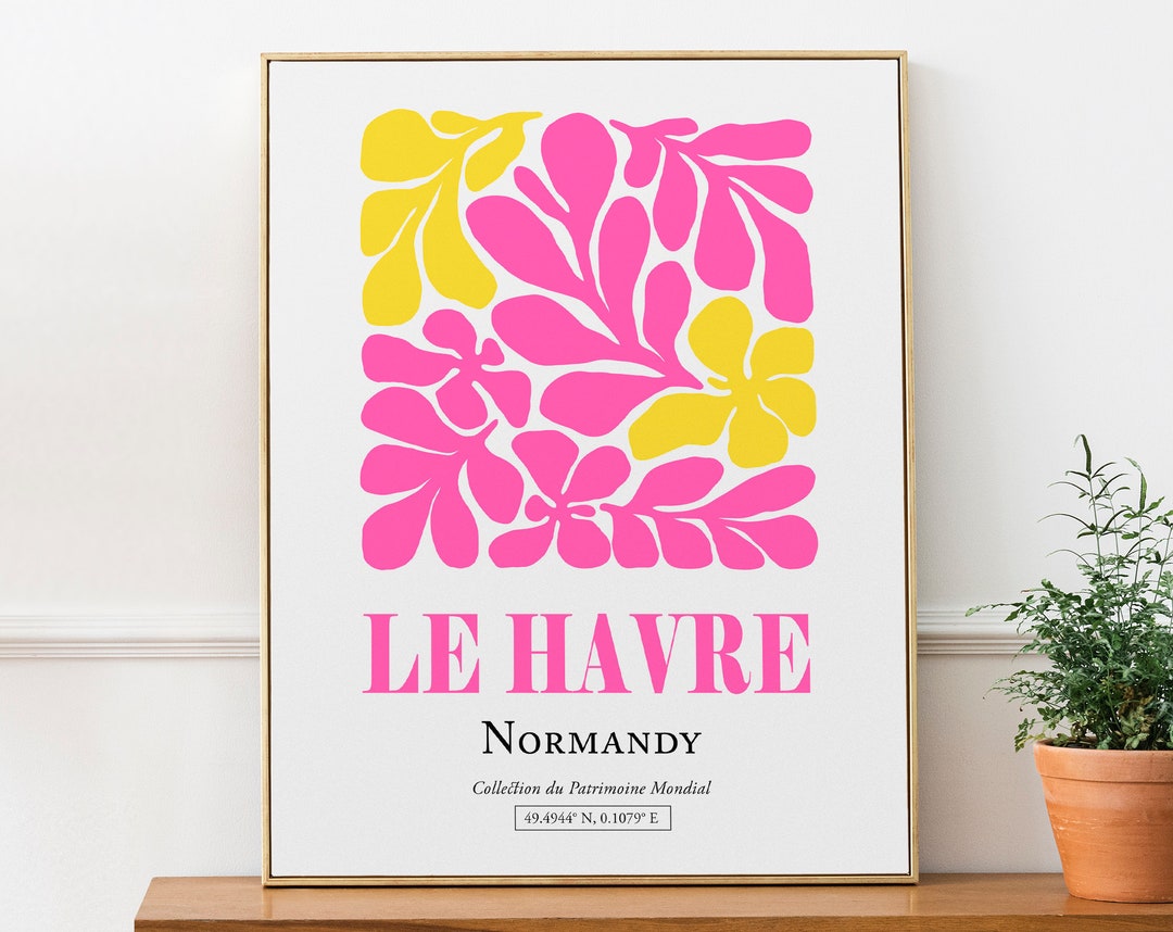 Le Havre Normandy France Vivid Purple Pink and Yellow Pattern, Boho ...