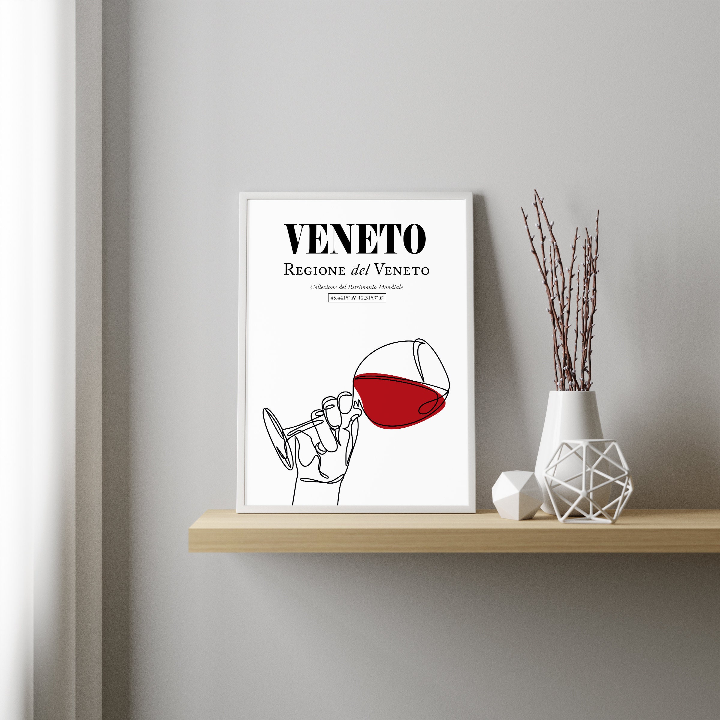Veneto, Italy, Venetia Red Wine Line Art Wall Decor Print Poster - Etsy