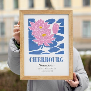 Cherbourg Normandy France Pink Flowers With Blue Leaves, Minimalistic ...