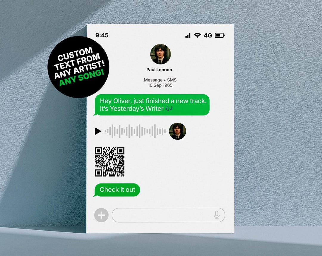 Custom Song Message Poster - Personalized Text From Artist With QR Code ...