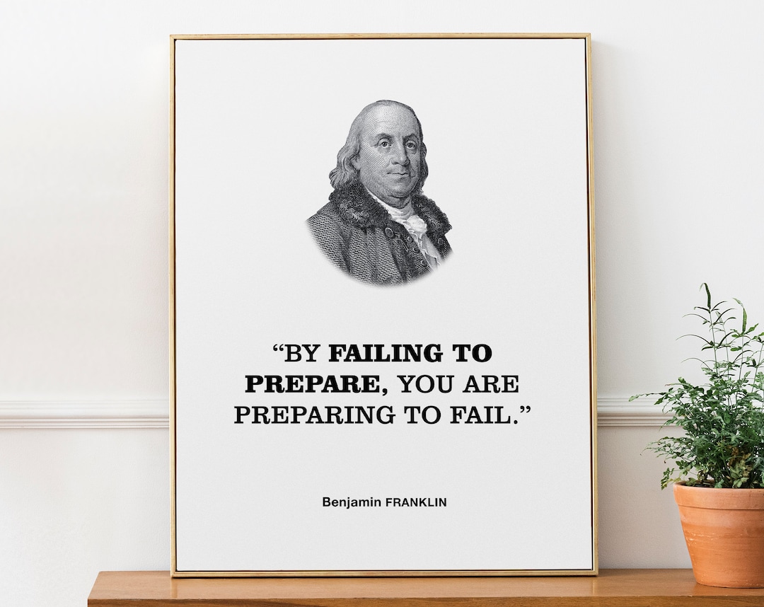 Franklin Motivational Quotation Wall Decor Print Poster 'by Failing to ...