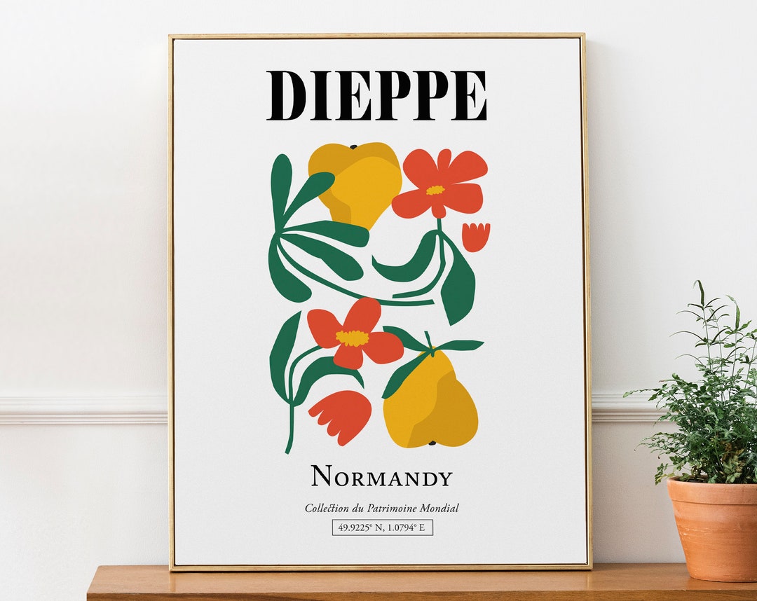 Dieppe Normandy France Yellow Pears With Red Flowers, Minimalistic ...