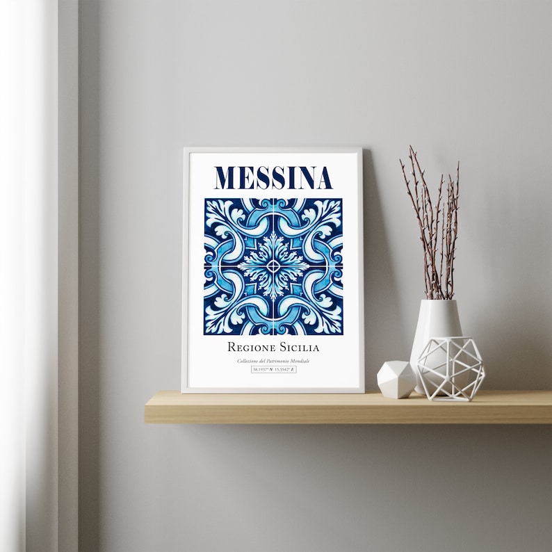 Messina, Sicily (sicilia), Italy Traditional Sicilian Blue Tile Pattern ...