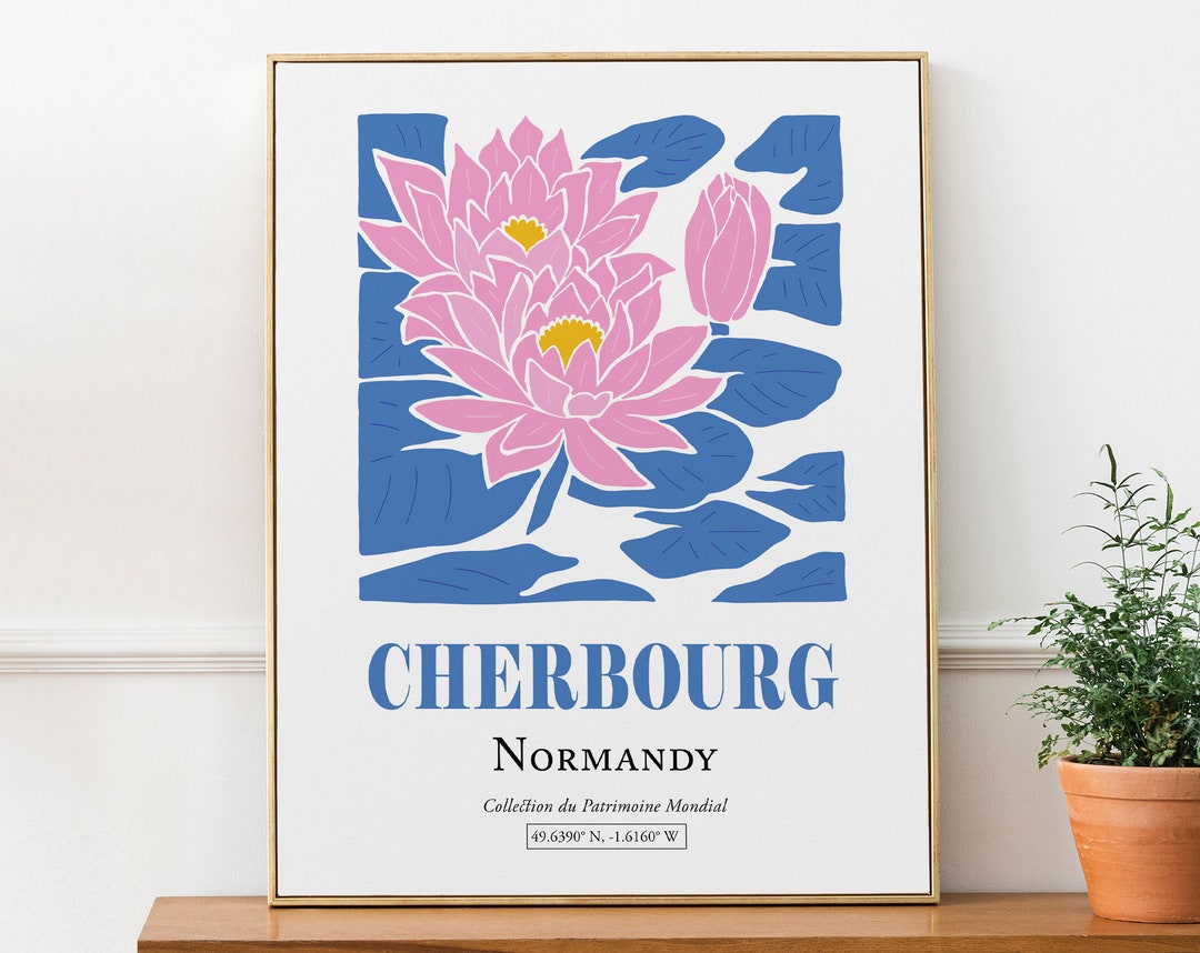 Cherbourg Normandy France Pink Flowers With Blue Leaves, Minimalistic ...