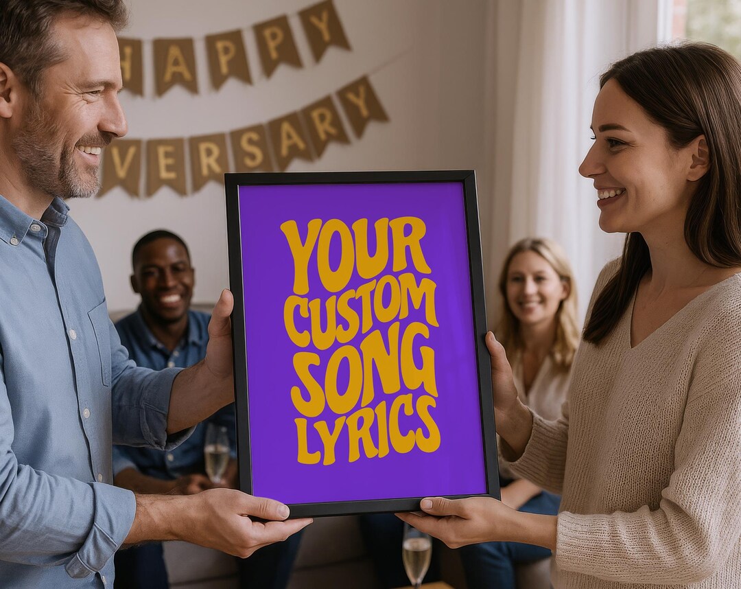 Personalized Song Lyrics Print, Retro Typography, Custom Song Gift ...
