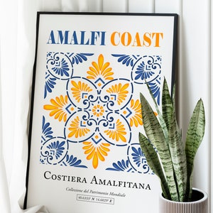 Amalfi Coast, Italy Traditional Mediterranean Blue and Yellow Tile ...