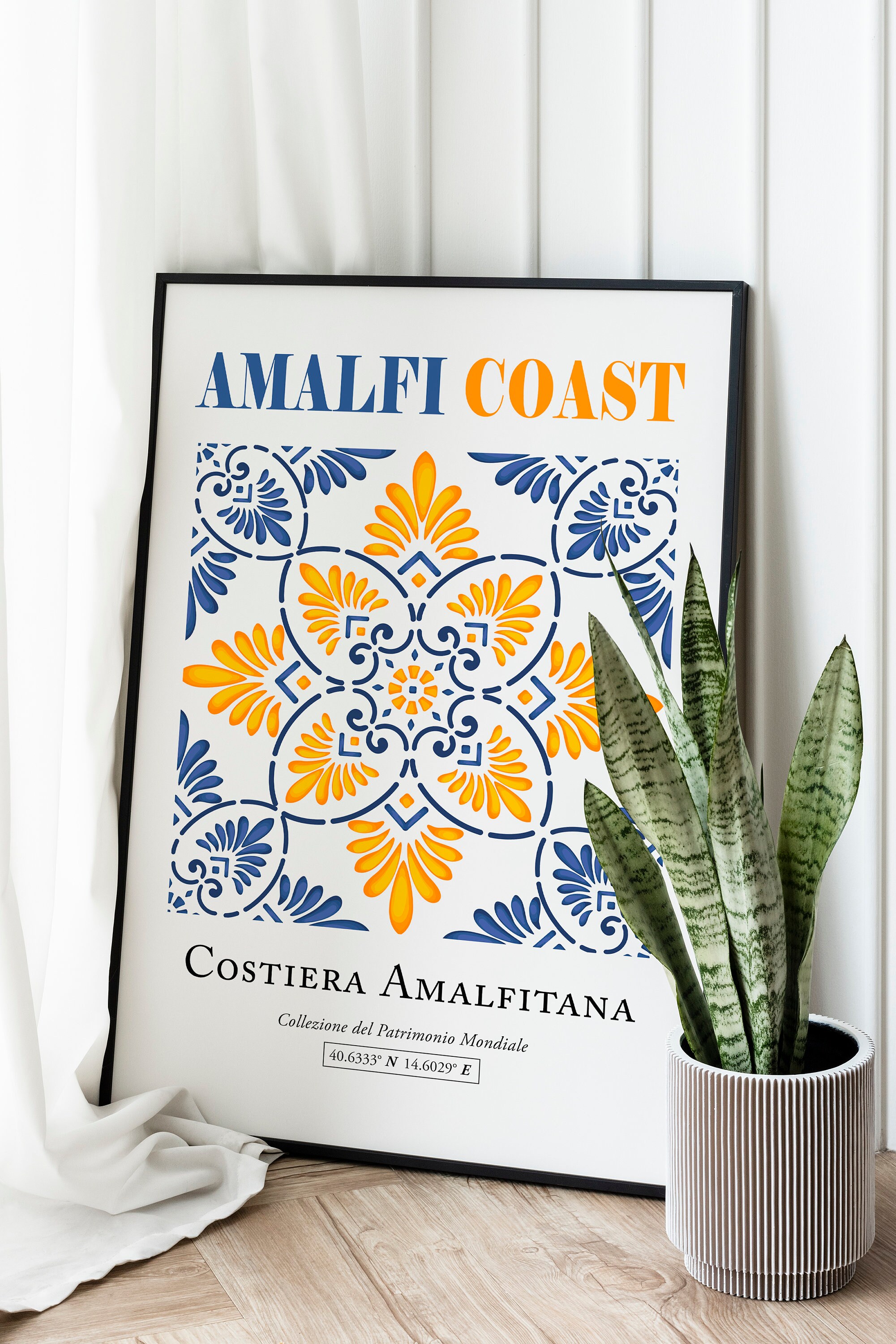 Amalfi Coast, Italy Traditional Mediterranean Blue and Yellow Tile ...