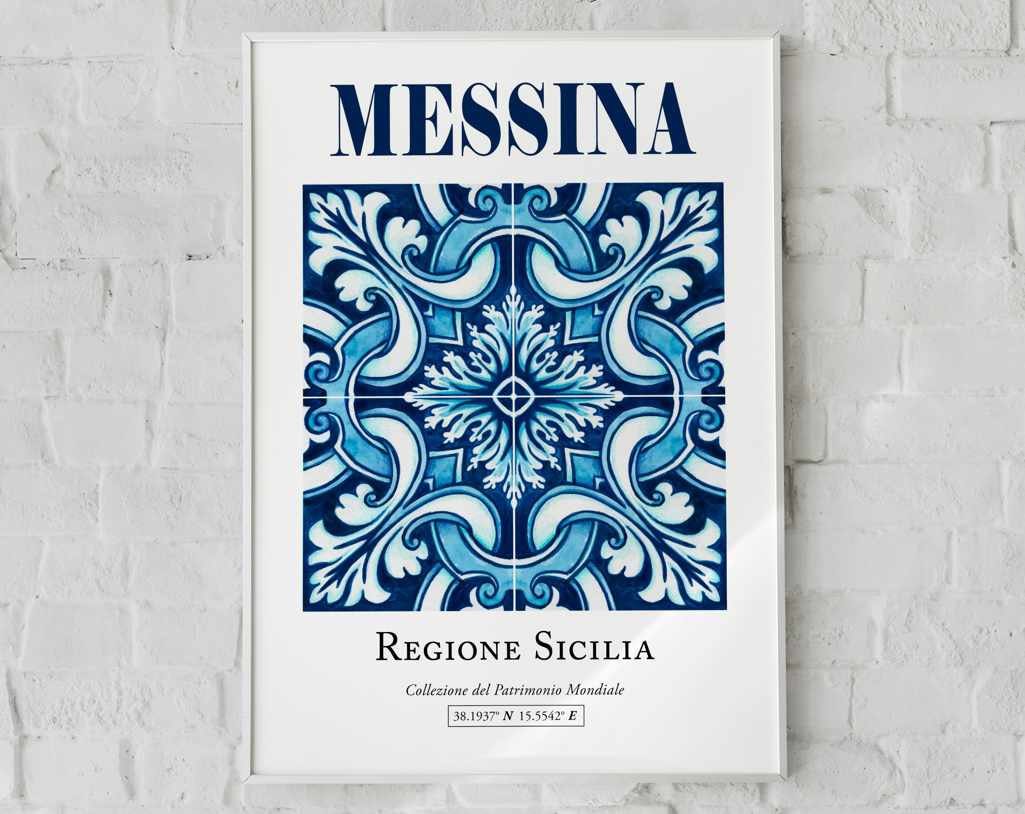 Messina, Sicily (sicilia), Italy Traditional Sicilian Blue Tile Pattern ...
