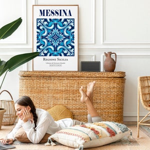 Messina, Sicily (sicilia), Italy Traditional Sicilian Blue Tile Pattern ...