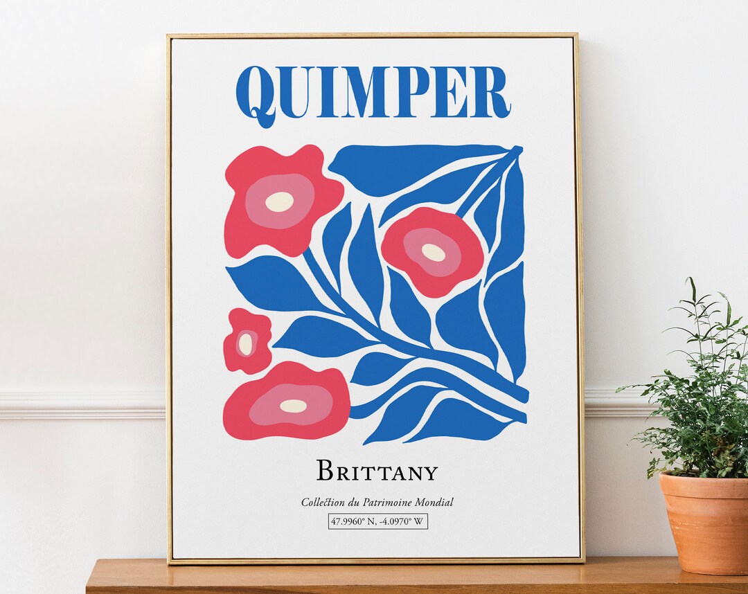Quimper Brittany France Vivid Red and Pink Flowers With Blue Leaves ...