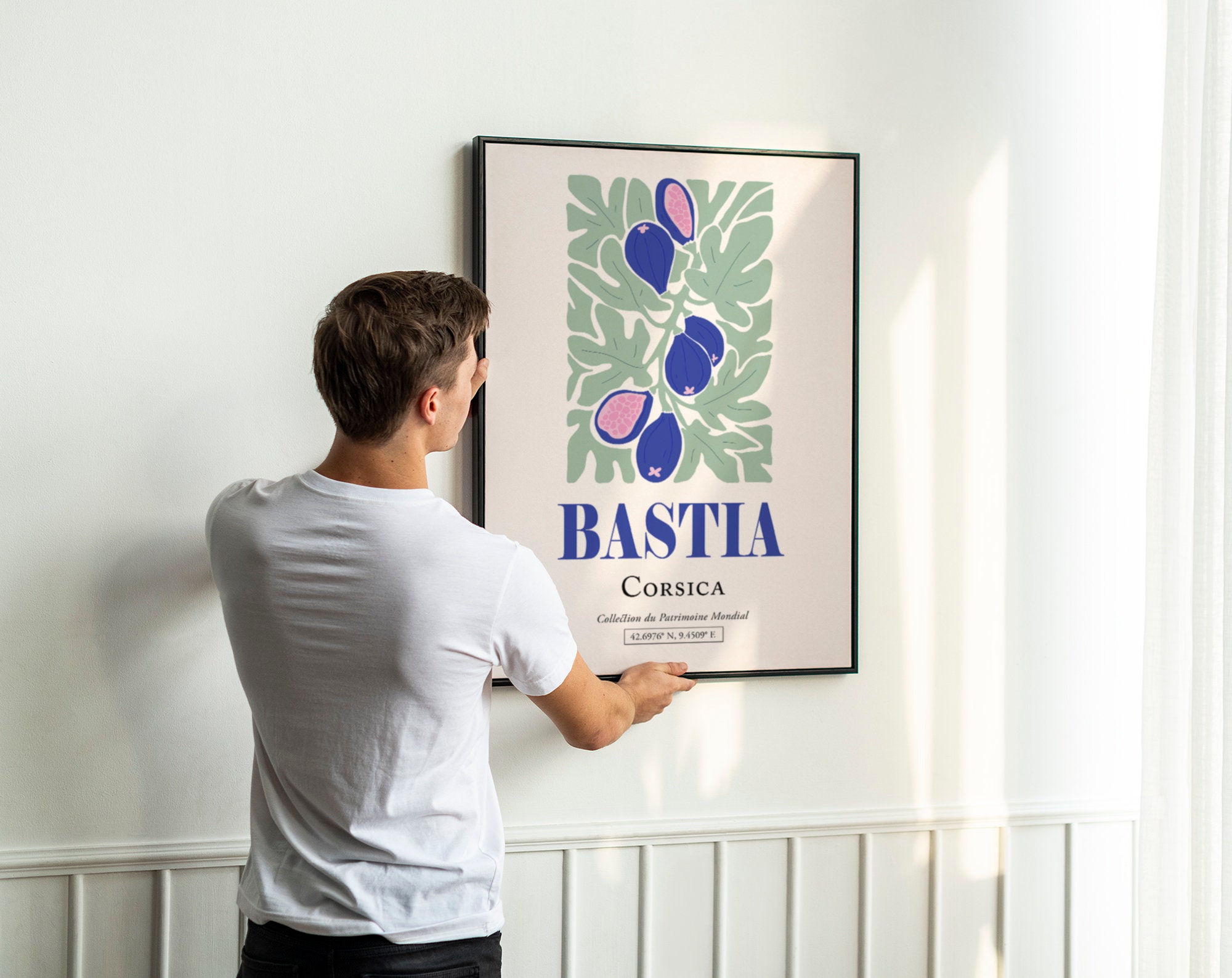 Bastia Corsica France Fig With Green Leaves Pattern, Minimalistic ...