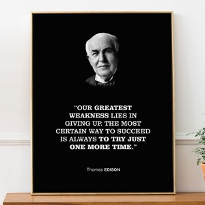 Thomas Edison Success Quotation Wall Art Print Poster 'the Most Certain ...