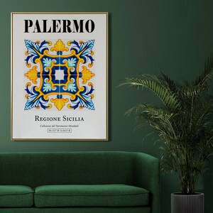 Palermo, Sicily (sicilia), Italy Traditional Sicilian Blue and Yellow ...