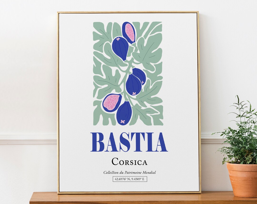 Bastia Corsica France Fig With Green Leaves Pattern, Minimalistic ...