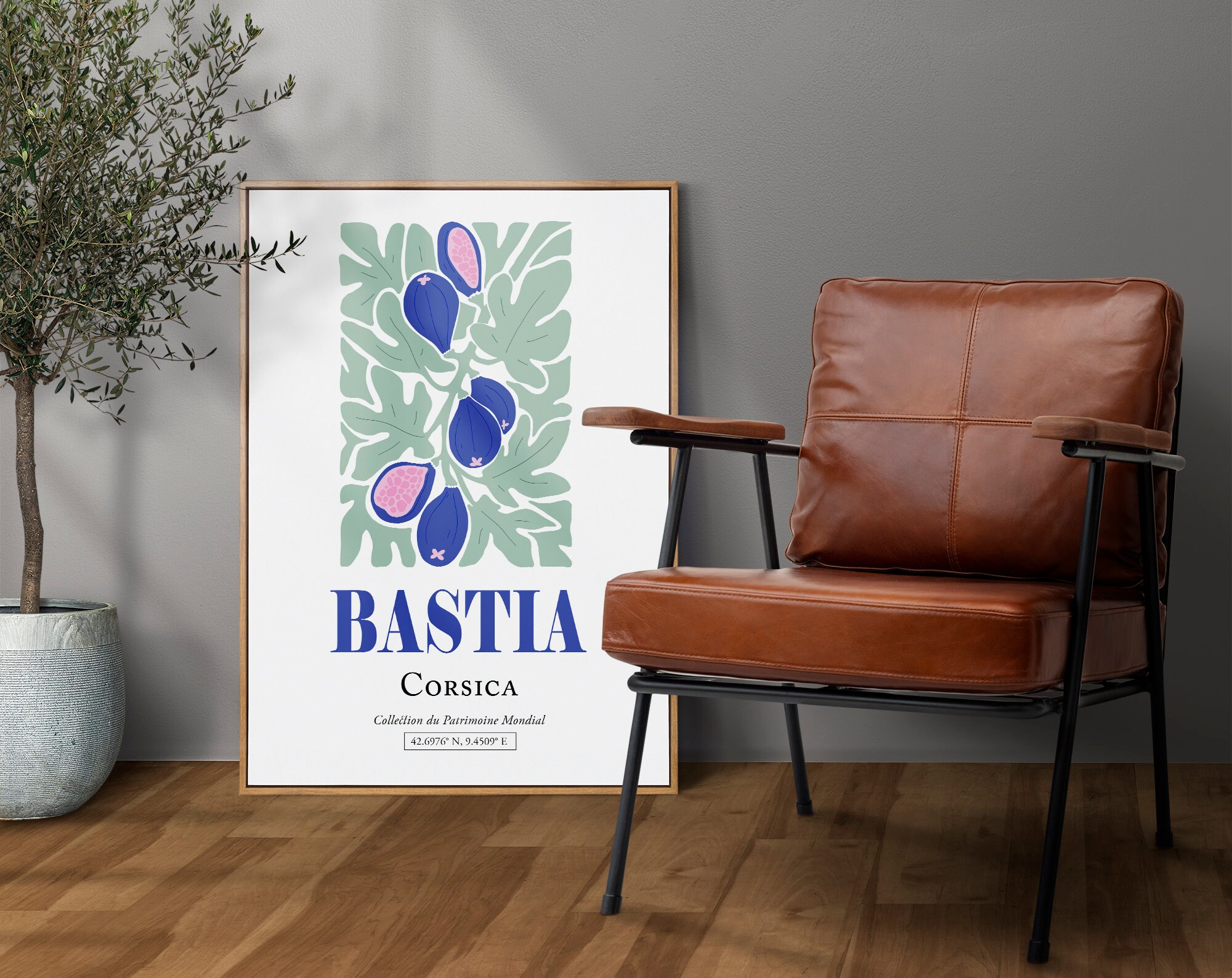 Bastia Corsica France Fig With Green Leaves Pattern, Minimalistic ...