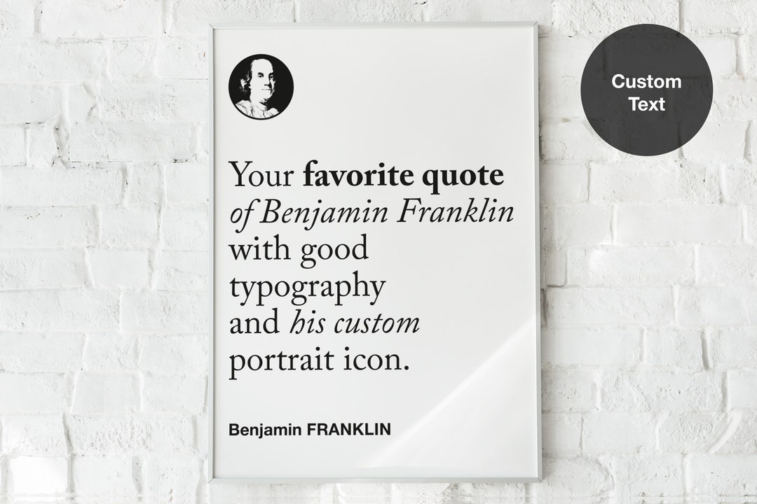 Custom Benjamin Franklin Motivational Quote Wall Decor Print Poster ...