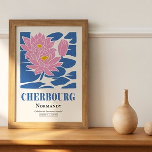 Cherbourg Normandy France Pink Flowers With Blue Leaves, Minimalistic ...