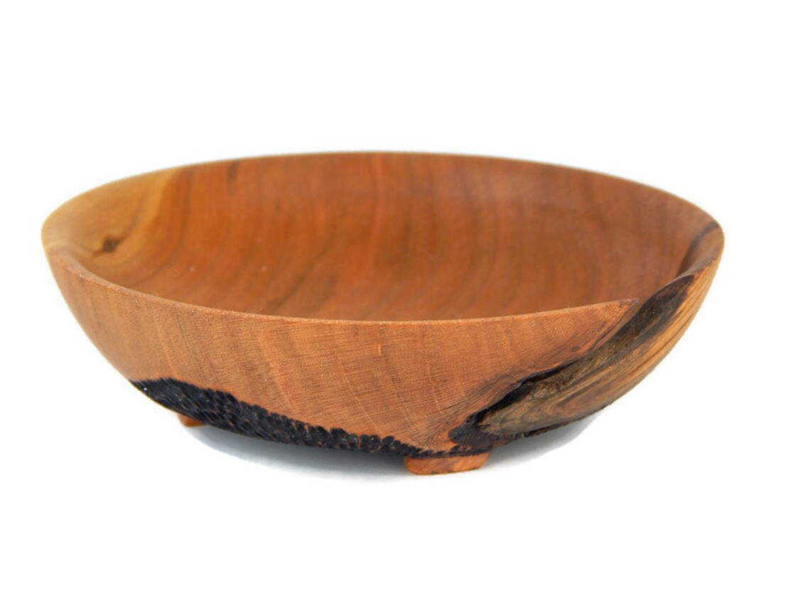 Handcrafted Cherry Wood Bowl With Knot and Unique Pyrography burst ...