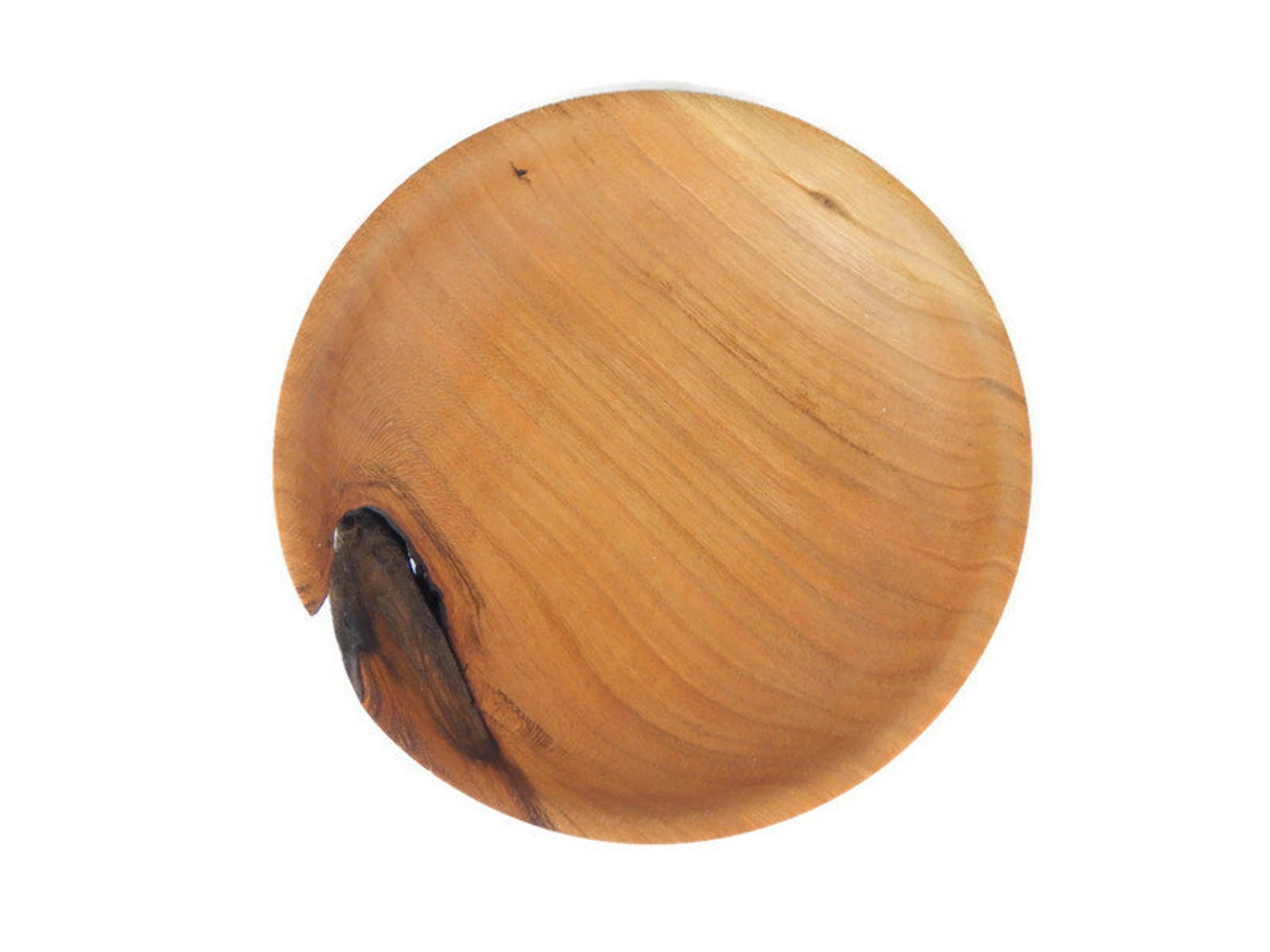 Handcrafted Cherry Wood Bowl With Knot and Unique Pyrography burst ...