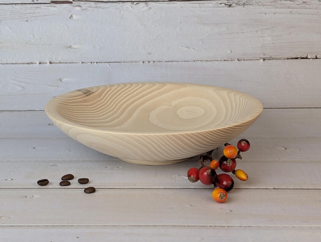 Hand Turned Ash Wood Bowl – Rustic Sapwood Accent, 21 Cm - Etsy