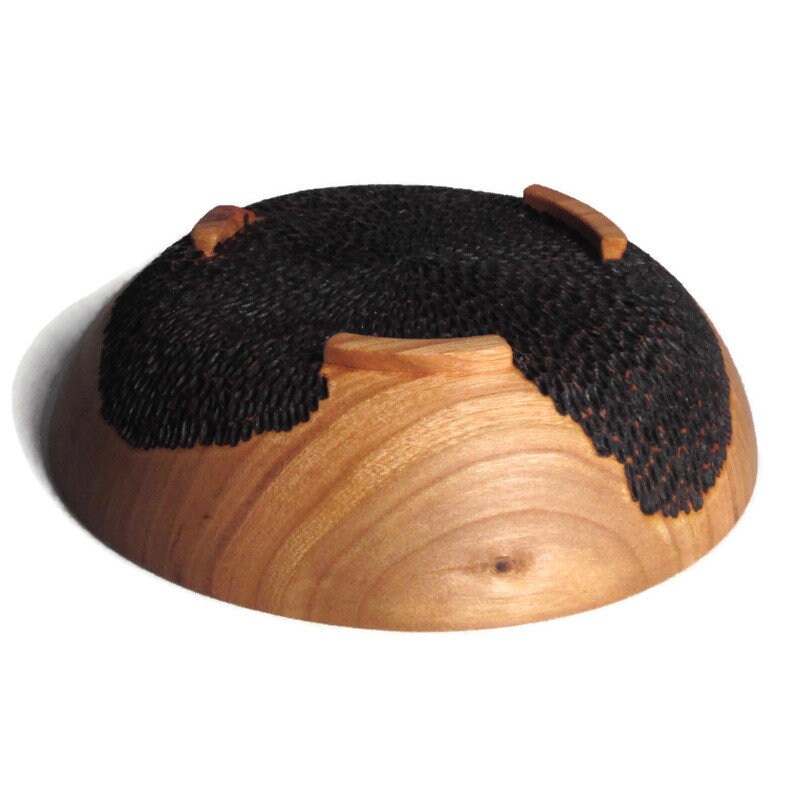 Handcrafted Cherry Wood Bowl With Knot and Unique Pyrography burst ...