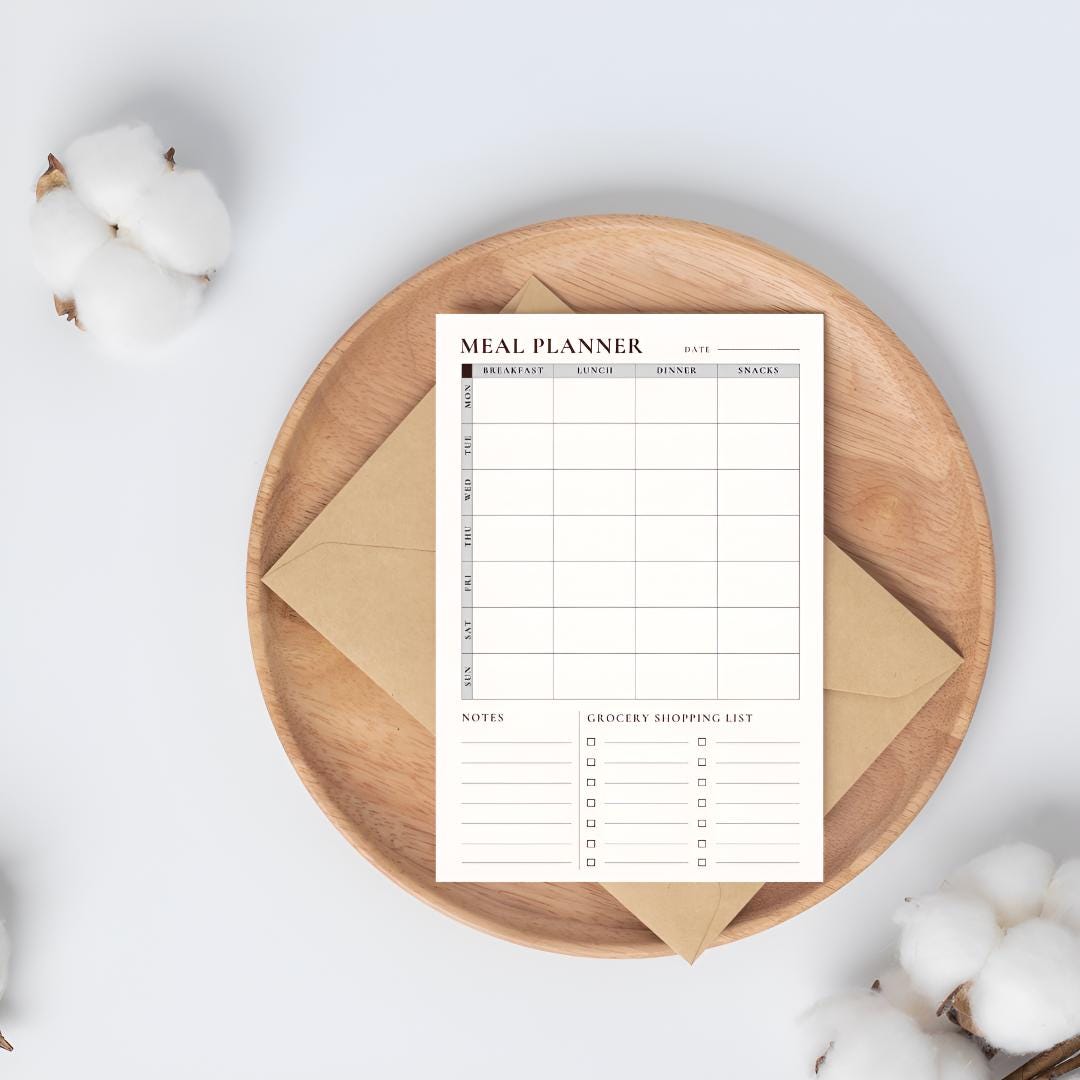 Weekly Meal Planner Printable PDF - Minimalist Food Planner With ...