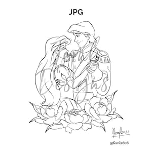 disney princess ariel and eric coloring pages