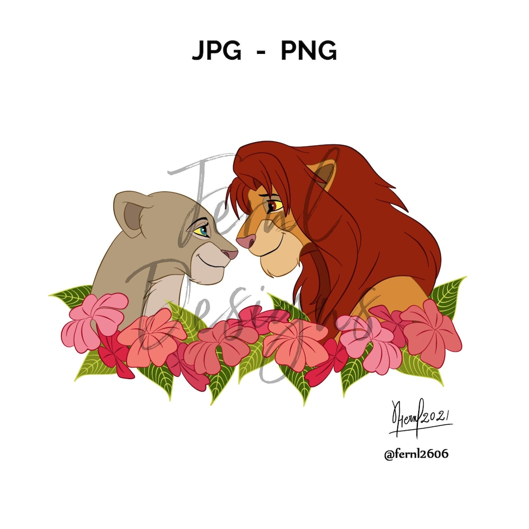 Lion King Simba Nala Fan Art Clipart Clip Art T Shirt Wall Art Digital Design Download