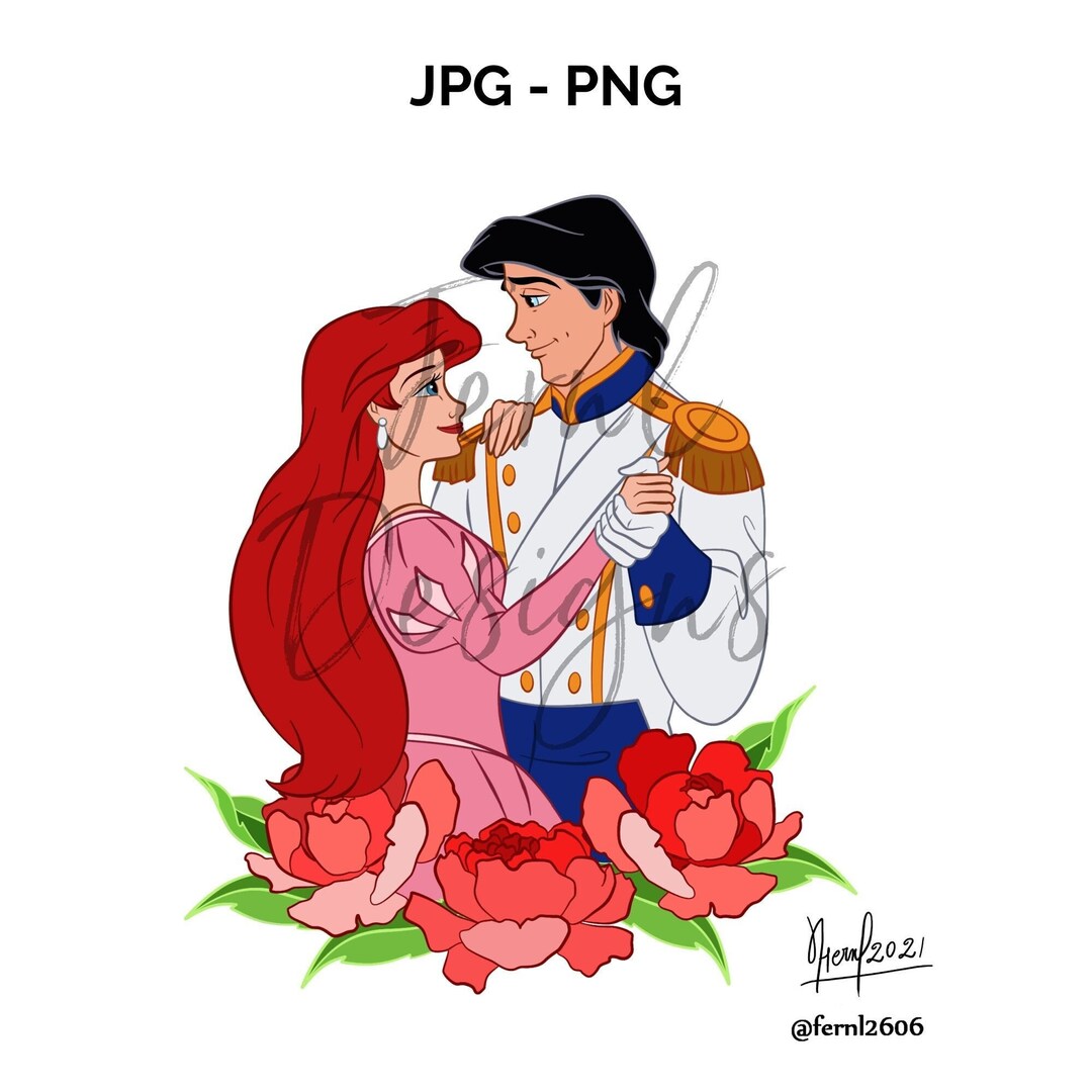 Princess Ariel And Prince Eric Fan Art Clipart Clip Art Etsy