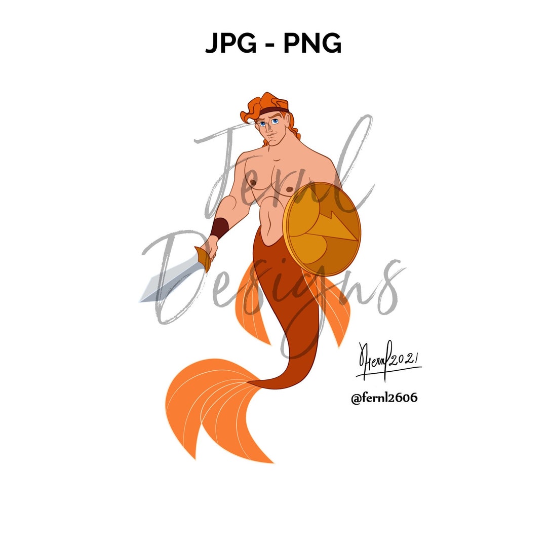 Hercules Merman Mermaid Fan Art Clipart Clip Art T-shirt - Etsy