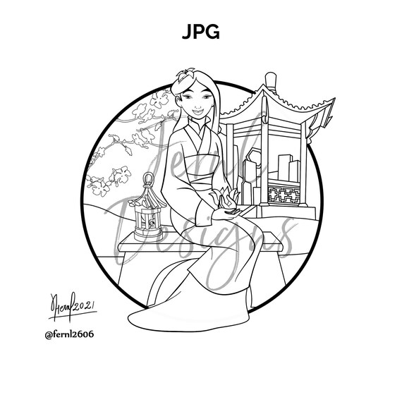 Mulan Warrior Princess Fan Art Clipart Clip Art Stamp - Etsy