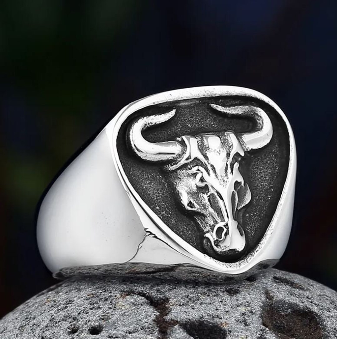 Stainless Steel Bull Head Ring Stainless Steel Ring - Etsy